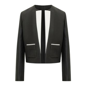 Tom Ford Wool Silk Radzimir Spencer Jacke mit Kontrastdetails - - Jackets - Damen - Schwarzk - S