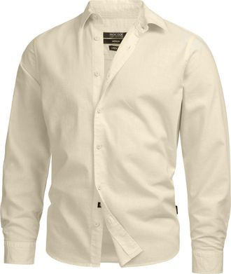 Indicode Herren INSville Sommer-Hemd aus Baumwoll-Leinen Mischung | Herrenhemd für Männer Anise Flower, XXL