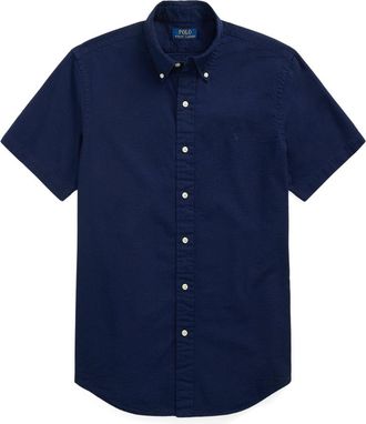 Ralph Lauren Seersucker Kurzarmhemd mit Logo-Stickerei, Custom Fit in