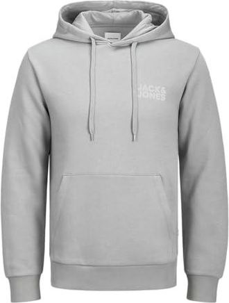 Jack & Jones Jjecorp Noos Sweat à Capuche avec Logo Sweatshirt, Gris Ultime/détail : Petit imprimé, S Homme