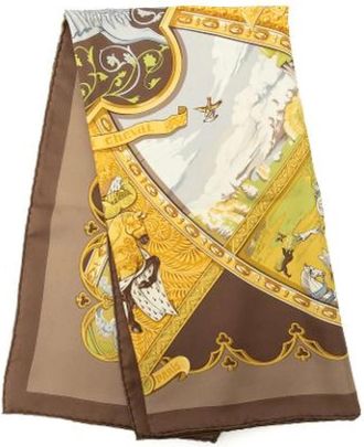Herm&egrave;s Pre-owned La Vie a Cheval Scarf - Femme - Pre-owned - Brun - Taille: ONE Size