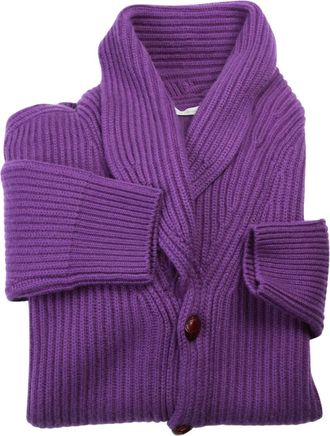Manrico Cashmere cardigan boutonn&eacute; c&ocirc;tel&eacute; - Violet