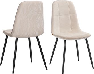 Vasagle Esszimmerstuhl 2er Set, K&uuml;chenstuhl, Polsterstuhl, Metallbeine, verstellbare F&uuml;&szlig;e, pflegeleicht, Chenille-Gewebe, PU mit von Gletschern inspiriertem M