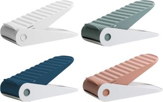 Cabilock Toyvian 4 St&uuml;ck Teiliges Doppellagiges Schuhregal aus Robustem Kunststoff Rutschfestes Platzsparendes Schuhaufbewahrungssystem f&uuml;r Damen Herren und Ge