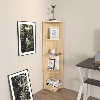 Hanah Home Stylish Oak Bookshelf, 138 cm Height, 28 cm Width, 30 cm Depth | 100% Melamine Coated Particle Board, 8 mm Thickness | Perfect for Modern Home Decor