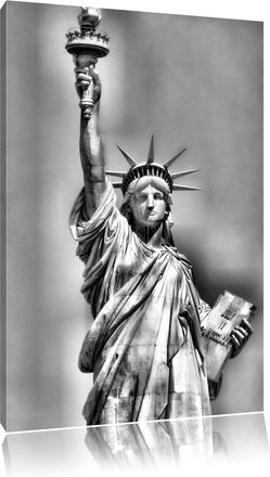 Pixxprint Monocrome, Freiheitsstatue, Gr&ouml;&szlig;e: 80x60cm, Leinwandbild, fertig gespannt, Wandbild, Dekoration, Kunstdruck, kein Poster