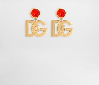 Dolce & Gabbana Clip-ohrringe Mit Logo - Frau Bijoux Orange Metall Onesize