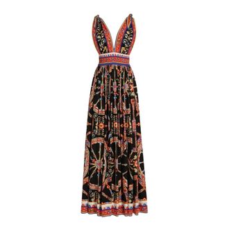 Dolce & Gabbana Carretto-print Langes Popeline-Kleid - - Dresses - Damen - Mehrfarbig - M
