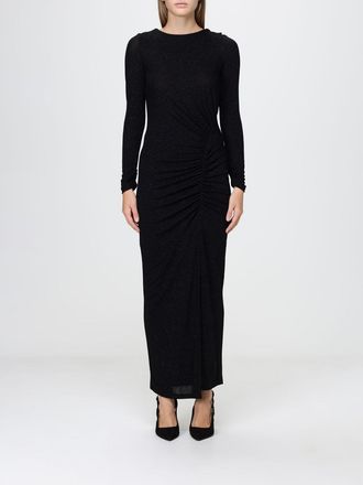 Hanita Robe fourreau midi en jersey de lurex drap&eacute; avec fente lat&eacute;rale
