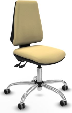Piqueras y Crespo Elche Universit&auml;tsstuhl ohne Armlehnen, ausgestattet mit Asincro und Schneideschaum, 65 mm Rollen, Parkett, cremefarben