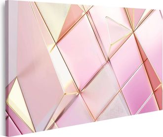 Islandburner Bild auf Leinwand Abstrakte rosa und goldene geometrische Formen für Wohnzimmer Kunstliebhaber Bilder Wandbilder Poster