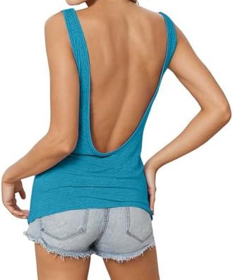 Generic T-Shirt &agrave; Manches Courtes Gilet Dos Nu Sexy et &eacute;lastique pour Femme avec d&eacute;collet&eacute; en V Profond