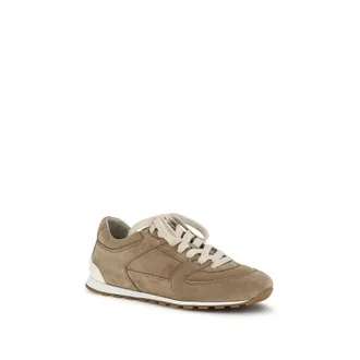 Brunello Cucinelli Womens Beige Calf Leather Bos Taurus Low Top Sneakers