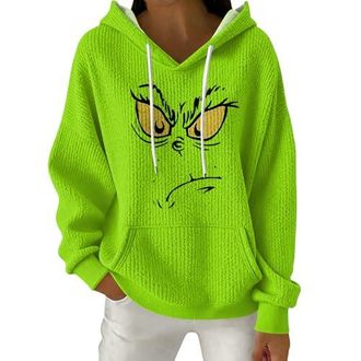 Generic Le Grinch Sweat A Capuche Femme Noël The Moche Sweatshirts Hiver Adulte Chaud Pulls Pilou Polaire Pyjama Vetement Noel Femmes Vêtements Plaid Oversize