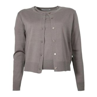 Kaos Kaos, Femme, Pulls, Gris, Taille: 42 FR Pull en Tricot Ouvert avec T-shirt Coordonné