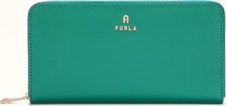 Furla Camelia Zip-around-portemonnaie Xl Jade Grün Strukturiertes Leder Damen