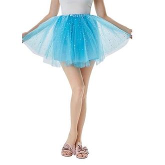 Generic Jupe tutu pour femme avec int&eacute;rieur et superposition, bleu ciel, Taille unique