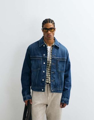 Tommy Jeans Veste camionneur en jean - Bleu d&eacute;lav&eacute;-Bleu marine