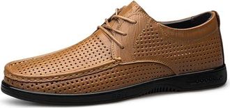Generic Chaussures Oxford classiques &agrave; lacets en cuir v&eacute;ritable pour homme, Marron creux, 41 1/3 EU