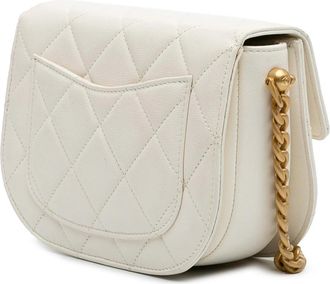 Chanel Hobo Bags - CC Quilted Lambskin Round Moon Messenger Flap - Gr. unisize - in Wei&szlig; - f&uuml;r Damen