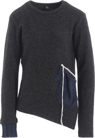 Yohji Yamamoto Femme, Pulls, Gris, Taille: 40 FR Knit Combination Assymetric Pullover