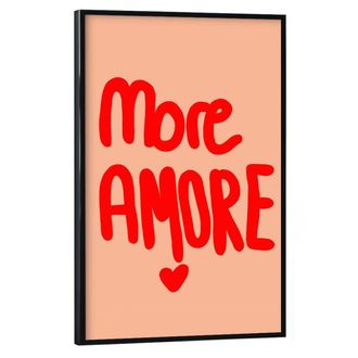 artboxONE Poster mit schwarzem Rahmen 45x30 cm Typografie More Amore red - Bild More amoremio More