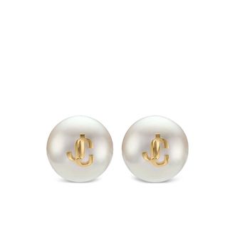 Jimmy Choo London Maxi Pearl Stud Earrings - White