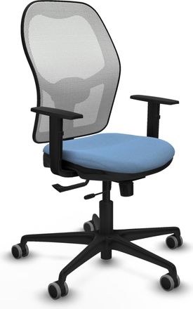 Piqueras y Crespo Schreibtischstuhl wei&szlig; und blau Jorquera mit 1D-Armen, h&ouml;henverstellbare Lendenwirbelst&uuml;tze, ausgestattet mit Syncro/Traslack und injiziertem Schaumst