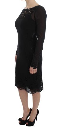 Dolce & Gabbana Womens Black Silk Stretch Sheath Dress Elastane