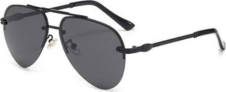 Generic Lunettes de soleil demi-monture pour homme - Lunettes de soleil tendance en métal - Protection UV400, A1, Taille unique