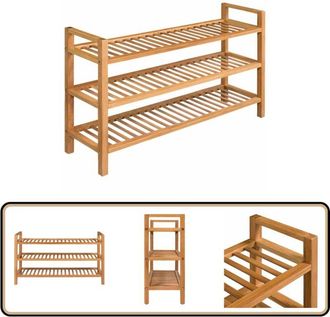 vidaXL Vidaxl - Schuhregal mit 3 Etagen 100x27x60 cm Massivholz Eiche - Holz Schrank - Schuhregal - Eichenholzm&ouml;bel - Garderobe - Einbauschrank