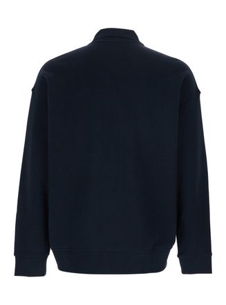 Emporio Armani Mens Polo-Collar Sweatshirt Blue Cotton Sweatshirts Sweater