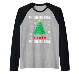 MathWare Lustige Nerdy Weihnachten Oh Chemistree Chemielehrer Weihnachten Raglan