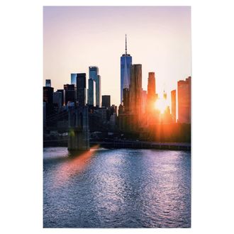 artboxONE Poster 90x60 cm St&auml;dte Sonnenlicht in New York hochwertiger Design Kunstdruck - Bild ny geb&auml;ude licht
