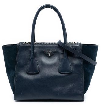 Prada Hobo Bags - Glace Calf Twin Pocket Satchel - Gr. unisize - in Blau - f&uuml;r Damen