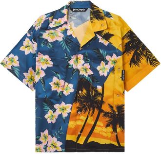 Palm Angels Hemd mit floralem Print - Blau