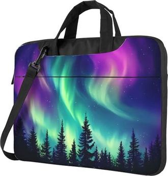 Generic Borealis Housse de protection pour ordinateur portable de 15,6 avec bandouli&egrave;re - R&eacute;sistante aux chocs - Pour homme et femme - Motif for&ecirc;t, multicolor