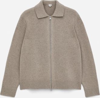 Arket Strickjacke Aus Wolle Mit Rei&szlig;verschluss -Beige