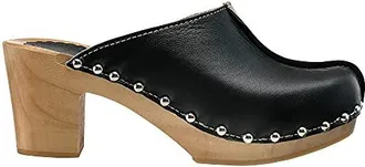 Estro & Luminara Sabots Femme en Cuir Chaussures Hôpital Mules Femmes Sabots Orthopédiques CDL03 (Noir, Numeric_37)