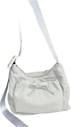 Generic Sac à bandoulière en nylon plissé en tissu Oxford avec noeud pour fille, bleu, Taille unique