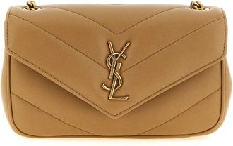 Saint Laurent Monogram Quilted Leather Crossbody Bag - - Bags - Damen - Beige - ONE SIZE