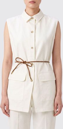 Herno Chemise sans manches en coton avec poches plaqu&eacute;es et ceinture &agrave; nouer