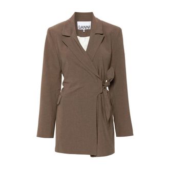 Ganni Braune Wickeljacke Knotendetail - - Jackets - Damen - Braun - M