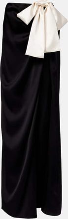 Saint Laurent Jupe longue en charmeuse de soie &agrave; noeud