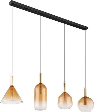 Globo Lighting Suspension lampe suspendue plafonnier lampe de salle à manger métal verre ambre L 110cm