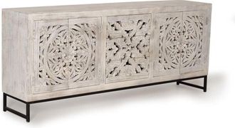 Décoration d'Autrefois Buffet en manguier et pieds en métal blanc vieilli