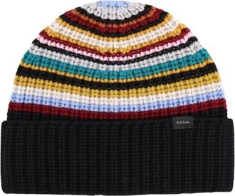 Paul Smith Logo Patch Gestreifte Rippstrick-M&uuml;tze - - Accessories - Damen - Mehrfarbig - ONE SIZE