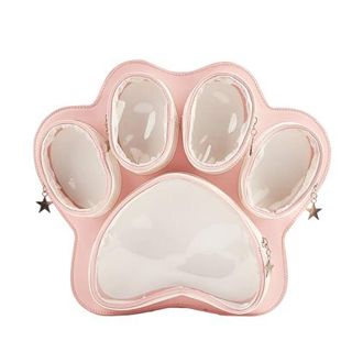 Generic Sac &agrave; dos en cuir PU motif chat mignon avec poche transparente pour femmes et filles