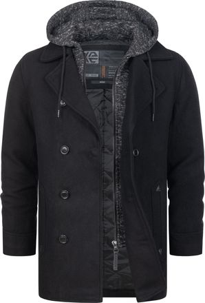 Indicode Herren Cliff Kurzmantel mit Stehkragen | Wollmantel Herrenmantel Mantel Black, XXL