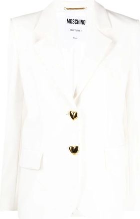 Moschino Femme, Vestes, Blanc, Taille: 40 FR Heart Buttons Blazer